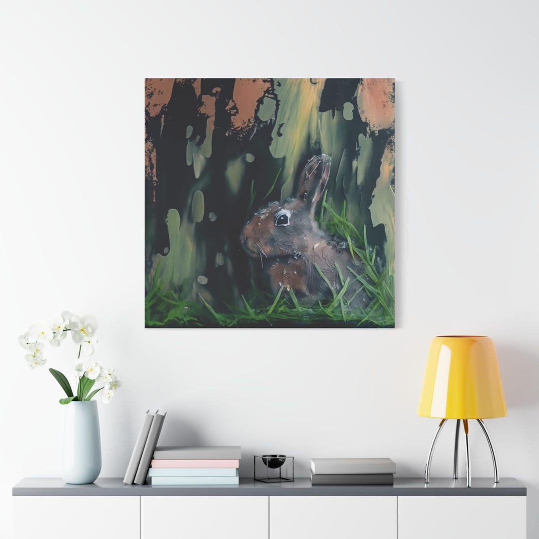 Cute Rabbit Wall Art, Cute Bunny Painting Canvas, Stretched, Matte - Etsy