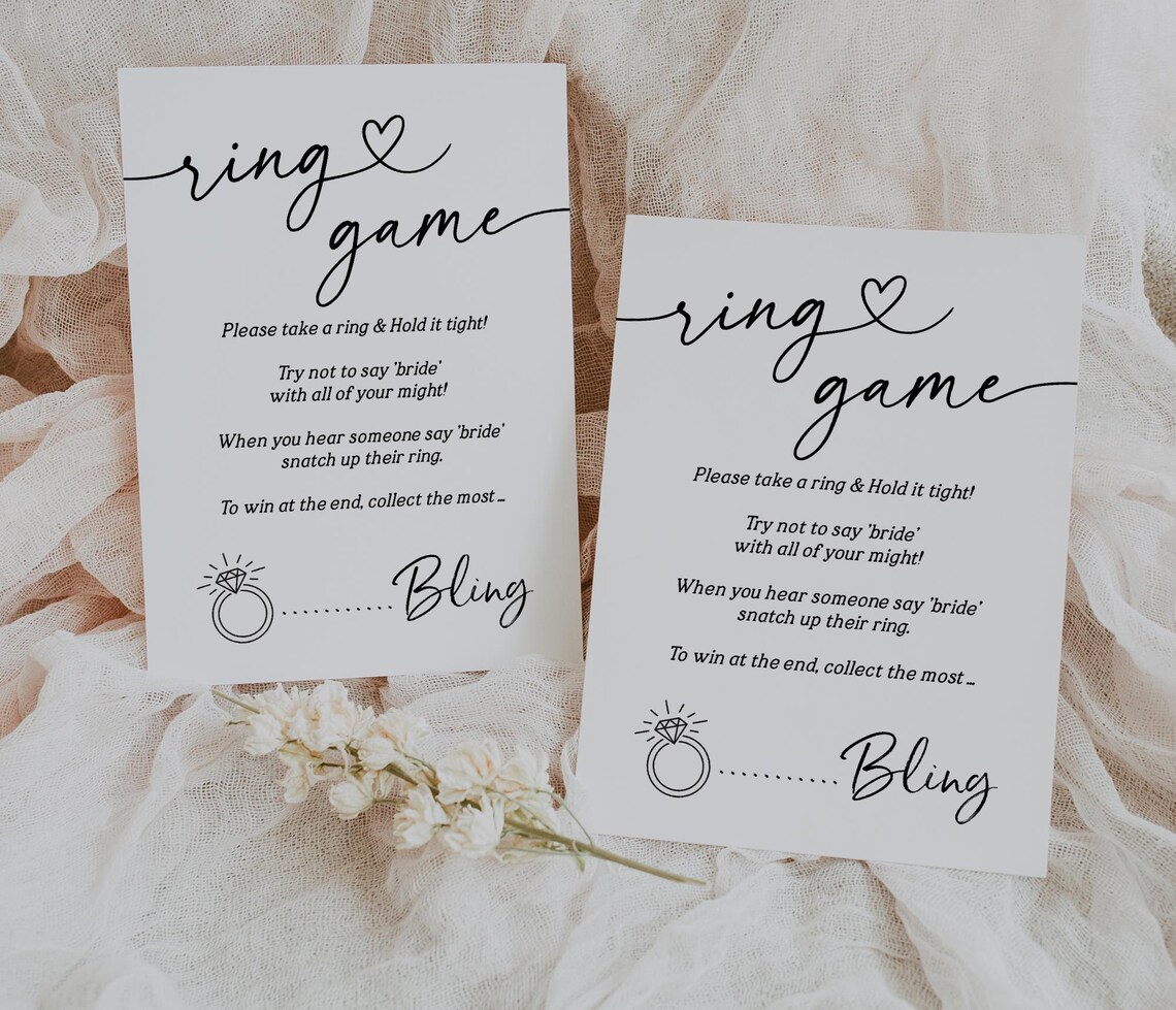 Minimalist the Ring Game, Bridal Shower Game Sign, Bridal Shower Sign ...