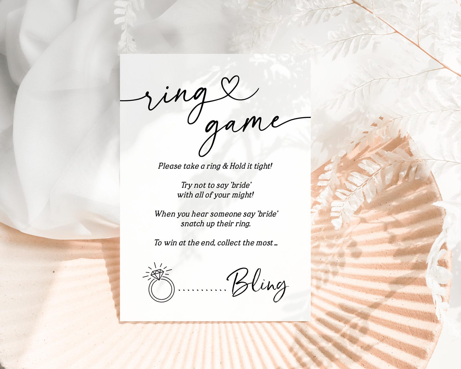 Minimalist the Ring Game, Bridal Shower Game Sign, Bridal Shower Sign ...