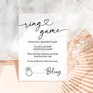 Minimalist the Ring Game, Bridal Shower Game Sign, Bridal Shower Sign ...