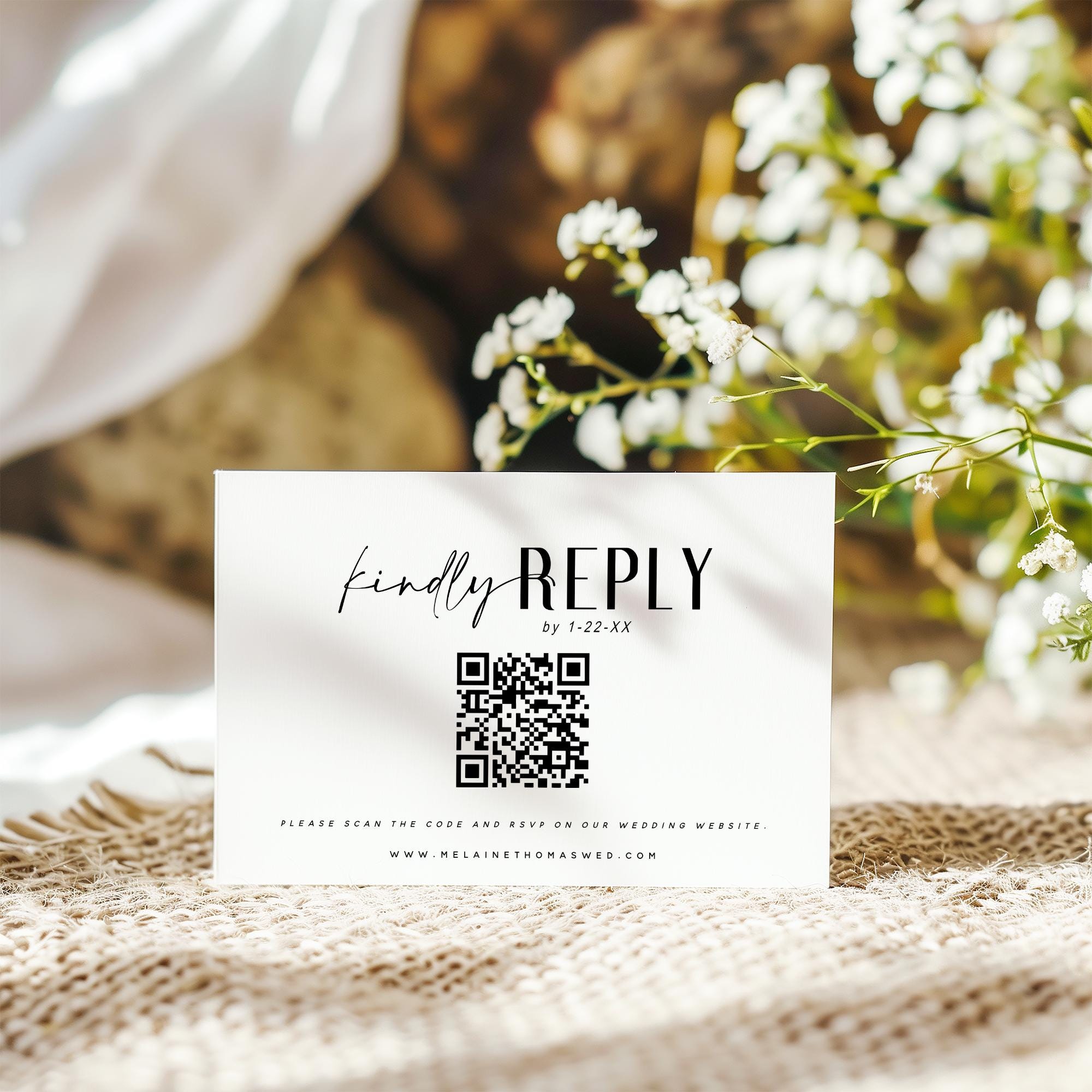 White Minimalistic Wedding Invitation Set, Editable Corjl Templates ...