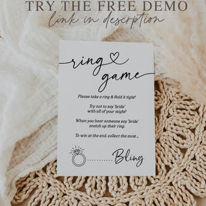Minimalist the Ring Game, Bridal Shower Game Sign, Bridal Shower Sign ...