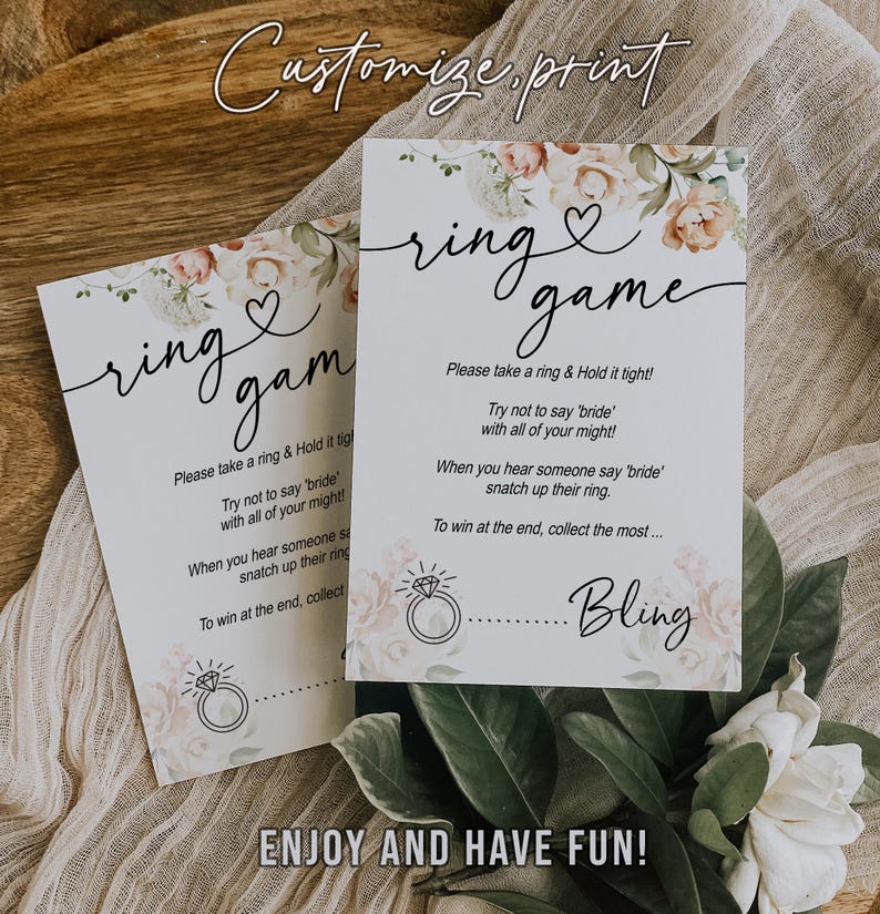 Neutral Floral the Ring Game, Bridal Shower Game Sign, Bridal Shower ...