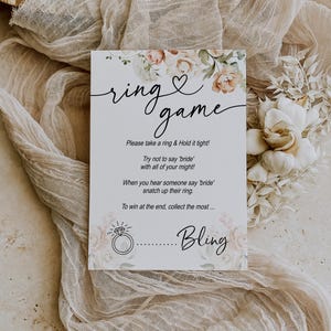 Neutral Floral the Ring Game, Bridal Shower Game Sign, Bridal Shower ...
