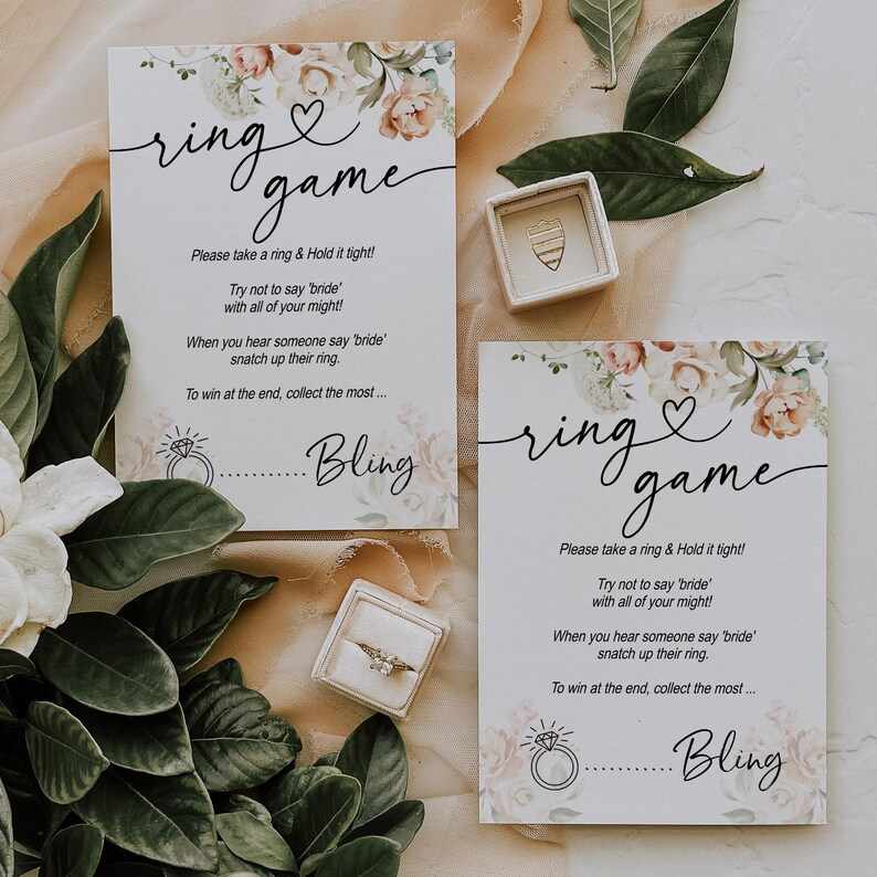 Neutral Floral the Ring Game, Bridal Shower Game Sign, Bridal Shower ...