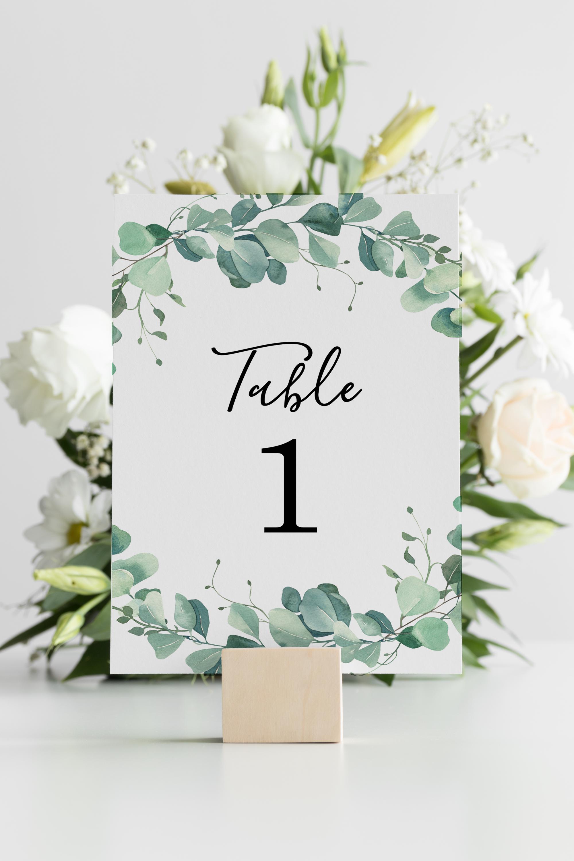 Eucalyptus Table Numbers 1-25 & Head Table | Instant Download | 4x6 ...