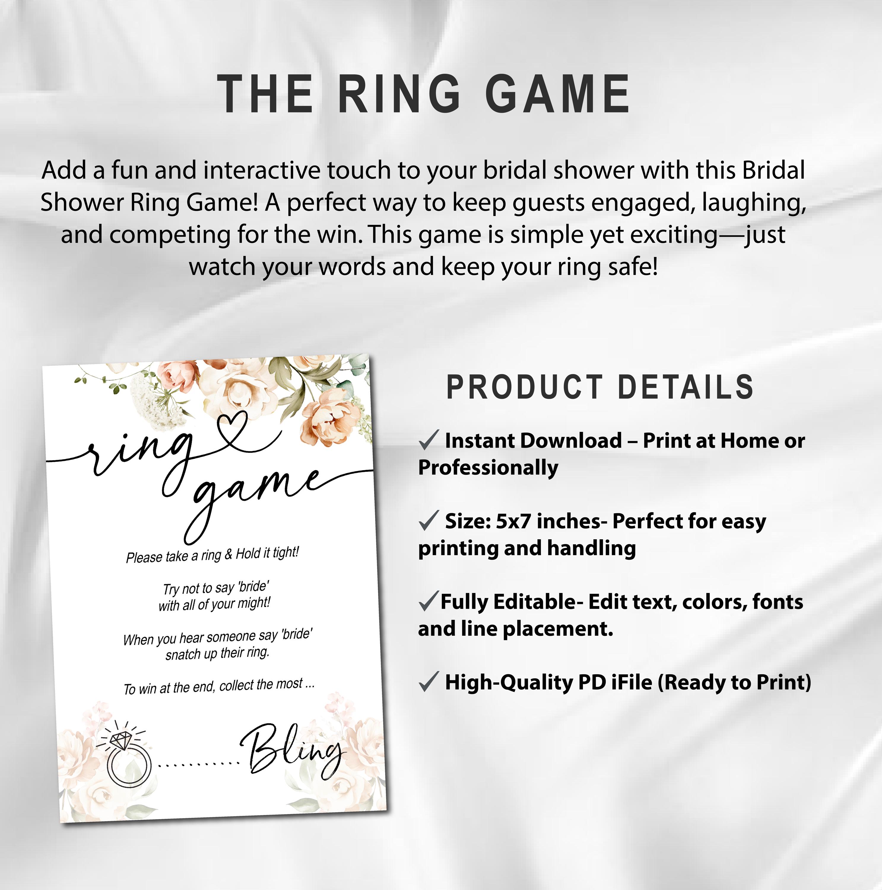 Neutral Floral the Ring Game, Bridal Shower Game Sign, Bridal Shower ...