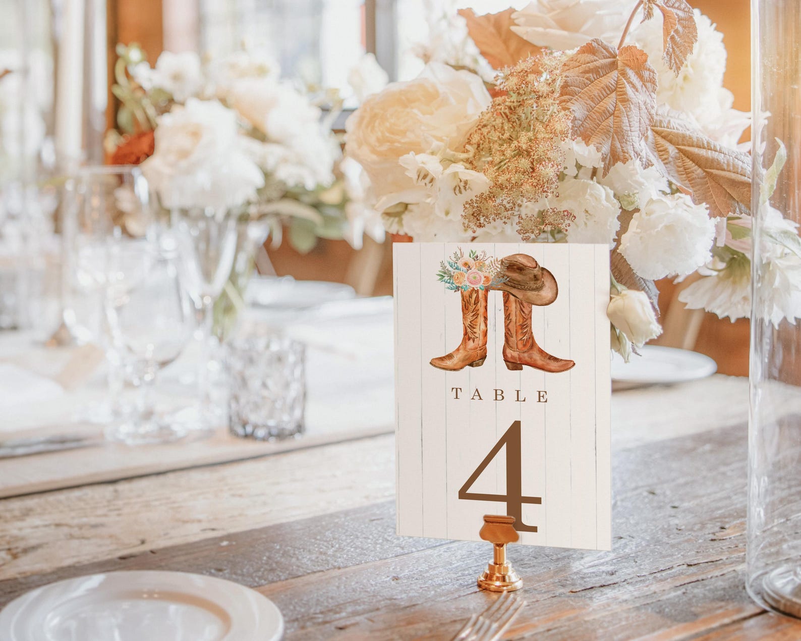 Country Boots Table Numbers | Editable 4x6 Corjl Template | Cowboy ...