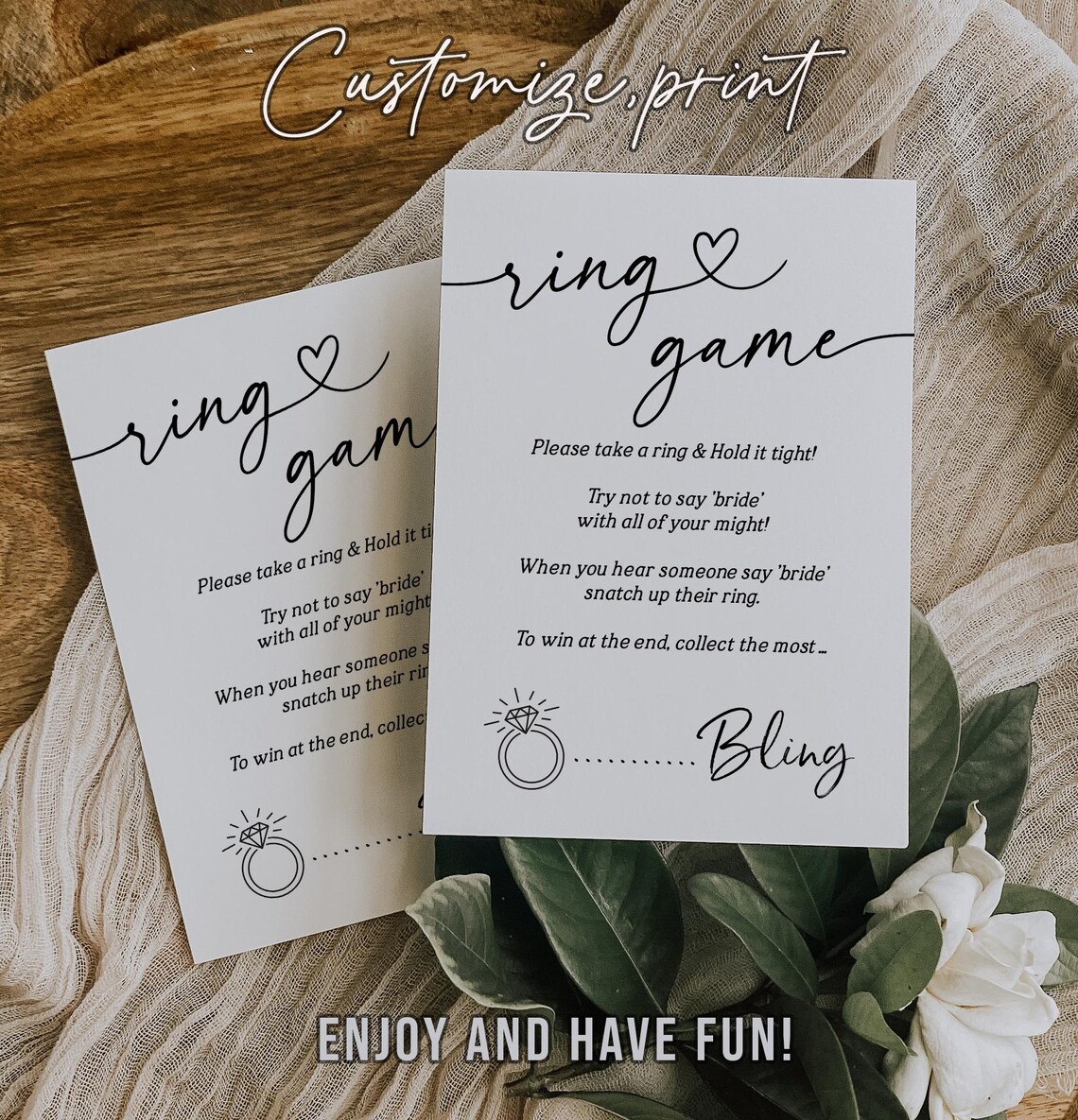 Minimalist the Ring Game, Bridal Shower Game Sign, Bridal Shower Sign ...