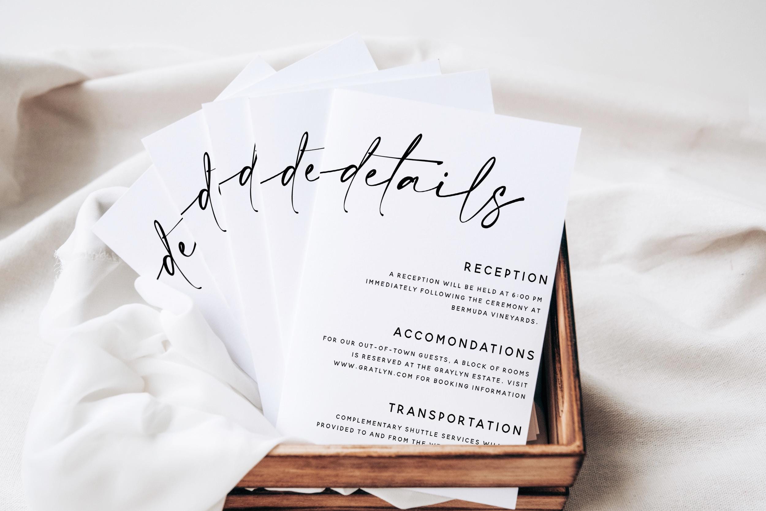 White Minimalistic Wedding Invitation Set, Editable Corjl Templates ...