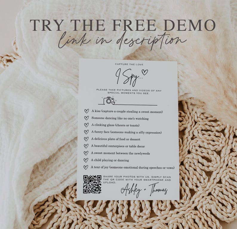 Wedding I Spy Game | 5x7 Editable Corjl Template | Printable Wedding ...