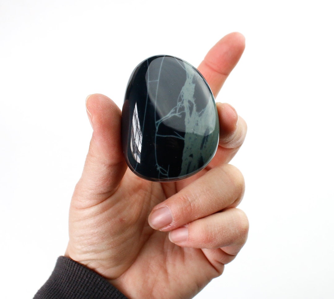 Spider Web Obsidian Palm Stone Freeform - Etsy