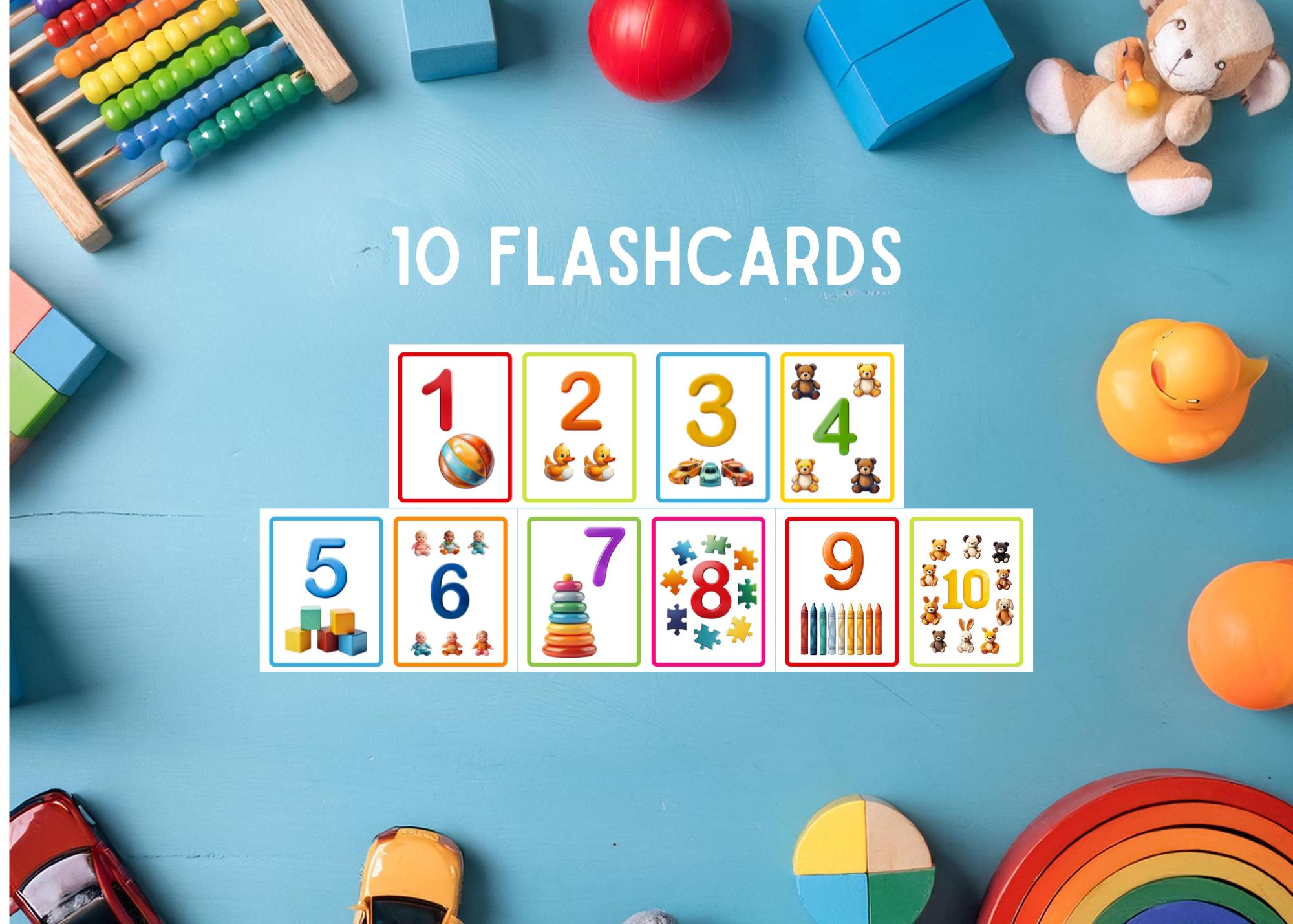 Printable Kids Counting Flashcards Educational Number Cards for ...