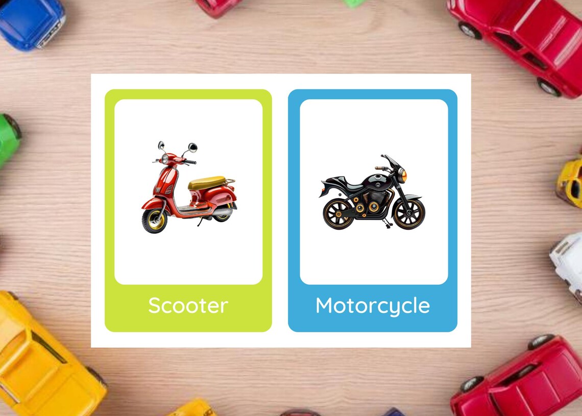 Printable Vehicle Flashcards for Kids Educational Learning Cards Cars ...