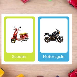 Printable Vehicle Flashcards for Kids Educational Learning Cards Cars ...