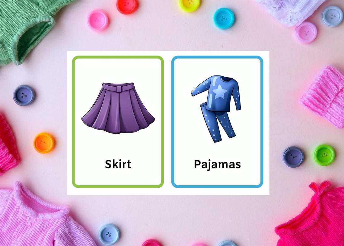 Clothes Flashcards for Kids Printable Clothing Flash Cards Preschool ...