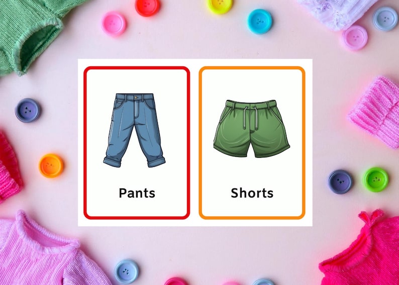 Clothes Flashcards for Kids Printable Clothing Flash Cards Preschool ...