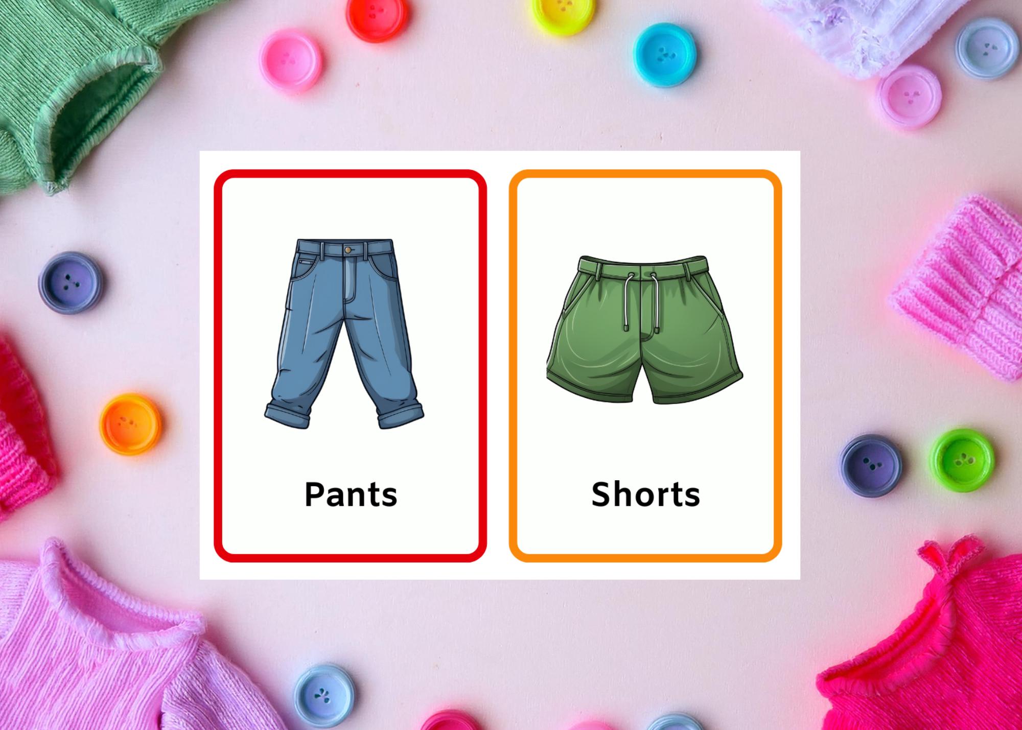 Clothes Flashcards for Kids Printable Clothing Flash Cards Preschool ...