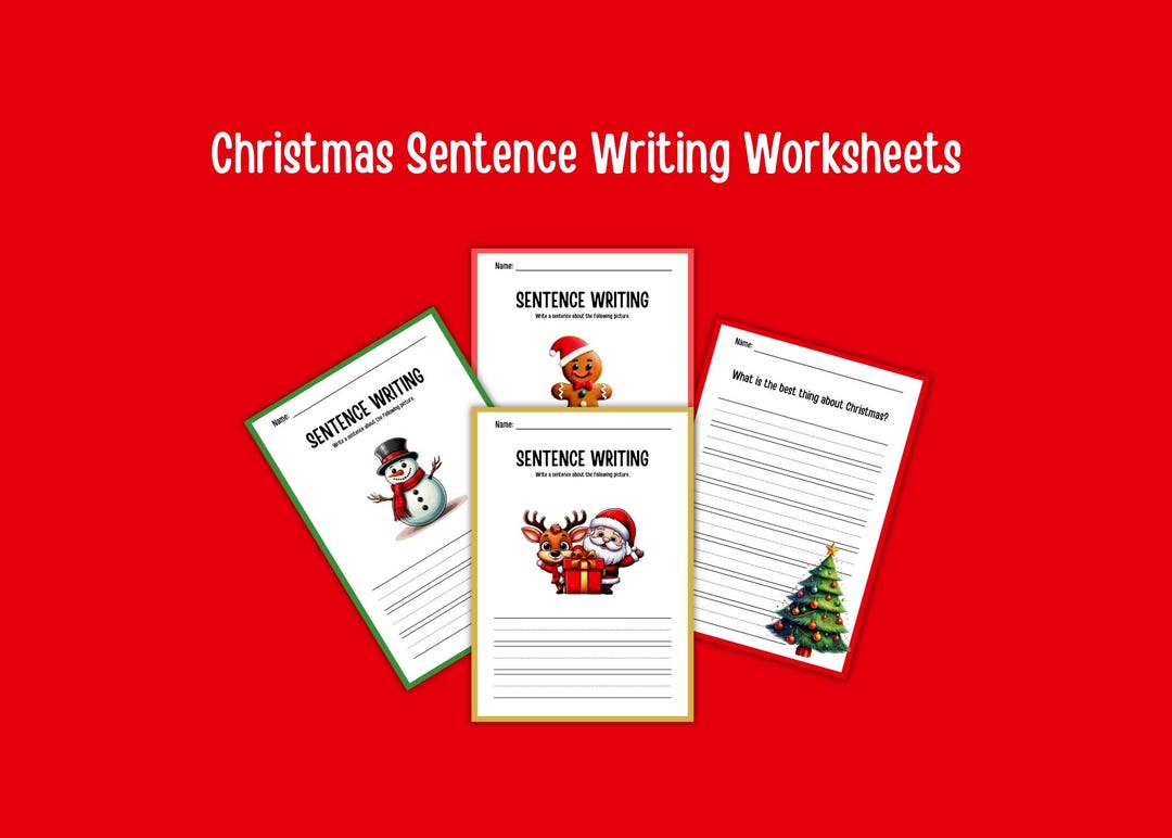 Christmas Sentence Writing Worksheets for Preschool and Kindergarten ...