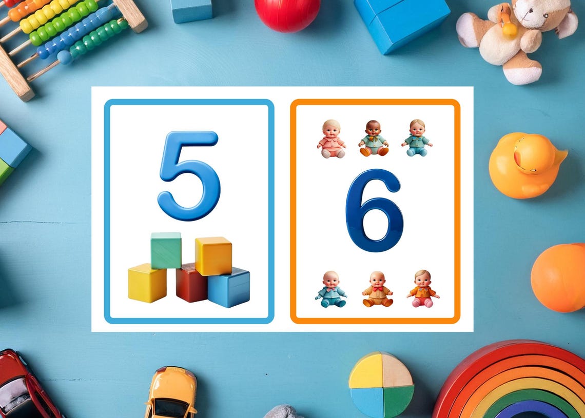 Printable Kids Counting Flashcards Educational Number Cards for ...