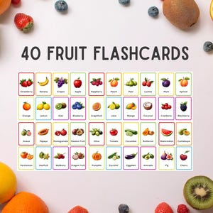 Fruit Flashcards for Kids Toddler Learning Cards Preschool Educational ...