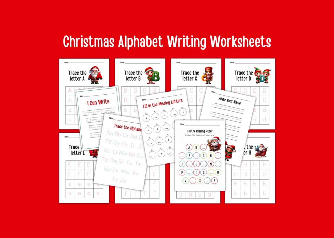 Christmas Alphabet Tracing Worksheets for Preschool and Kindergarten ...