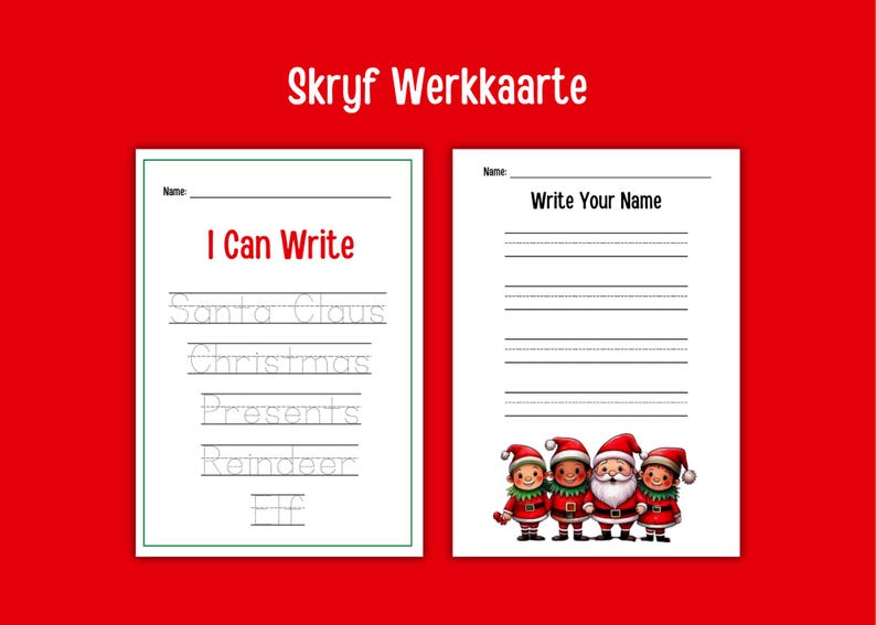 Kersfees Alfabet Werkkaarte Vir Kinders: Pret Vakansie Drukstukke Vir ...