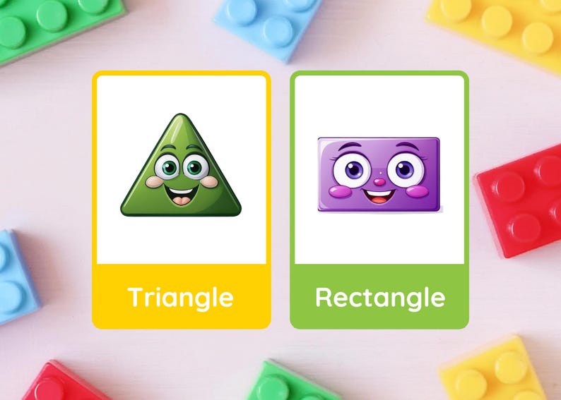 Shapes Flashcards for Kids Learn Geometric Shapes Preschool Educational ...