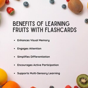 Fruit Flashcards for Kids Toddler Learning Cards Preschool Educational ...