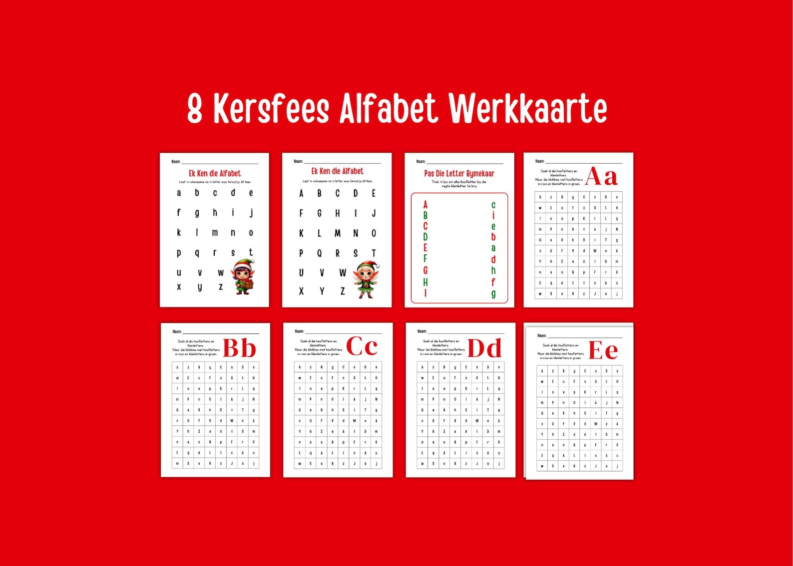 Kersfees Letterherkenning Werkvelle Vir Kinders: Kersfees Werkkarte Vir ...