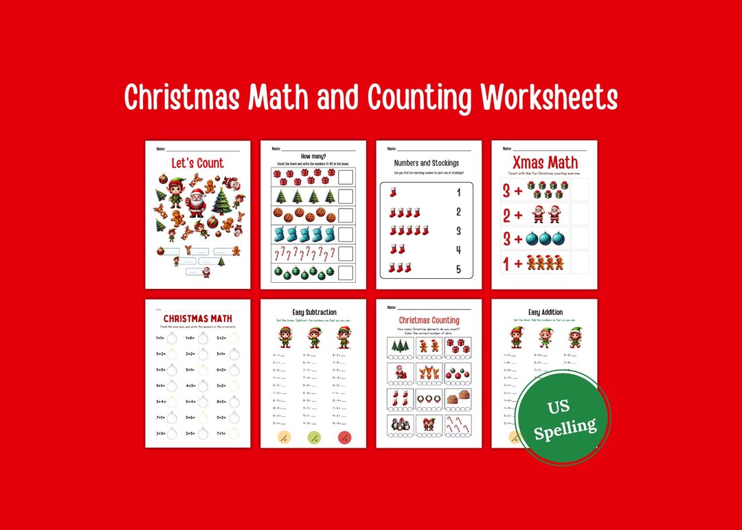 Christmas Math and Counting Worksheets for Preschool and Kindergarten ...