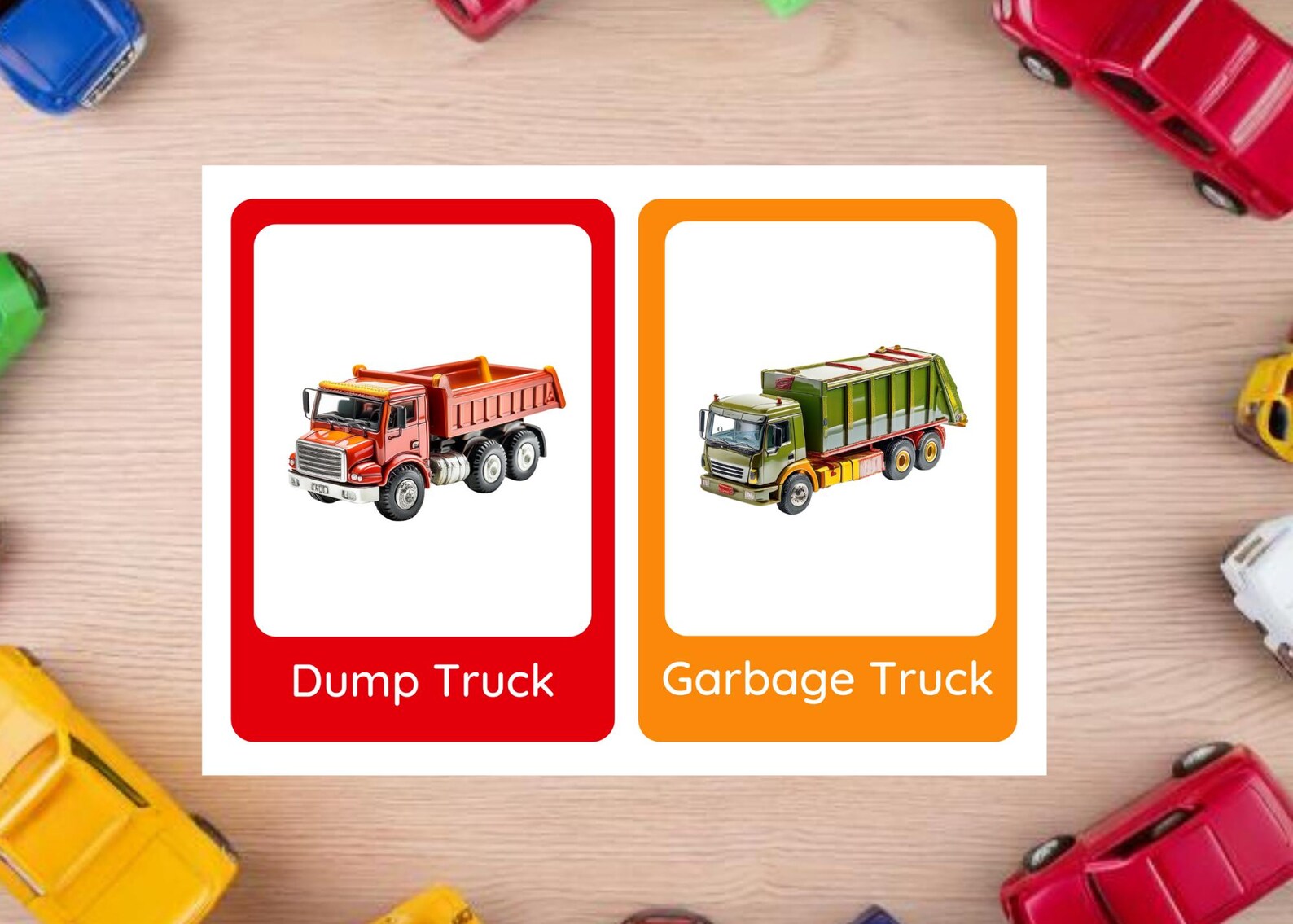 Printable Vehicle Flashcards for Kids Educational Learning Cards Cars ...