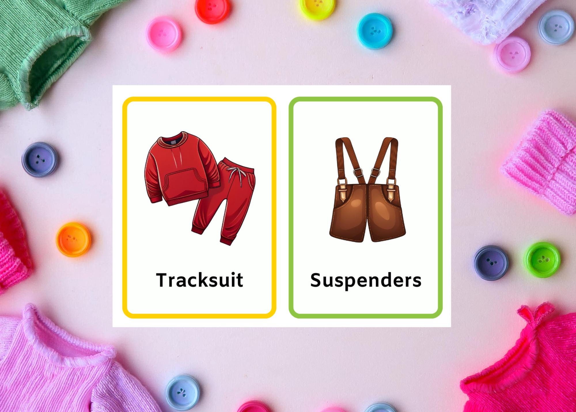 Clothes Flashcards for Kids Printable Clothing Flash Cards Preschool ...