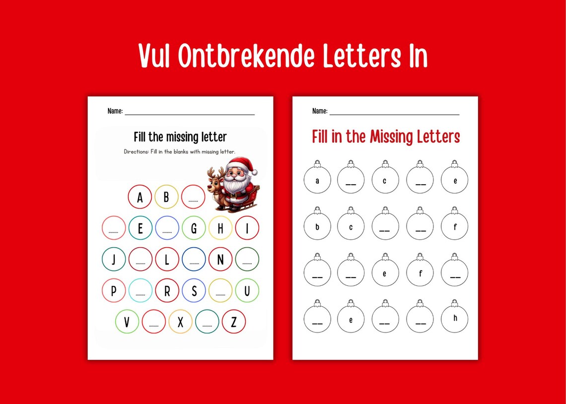 Kersfees Alfabet Werkkaarte Vir Kinders: Pret Vakansie Drukstukke Vir ...