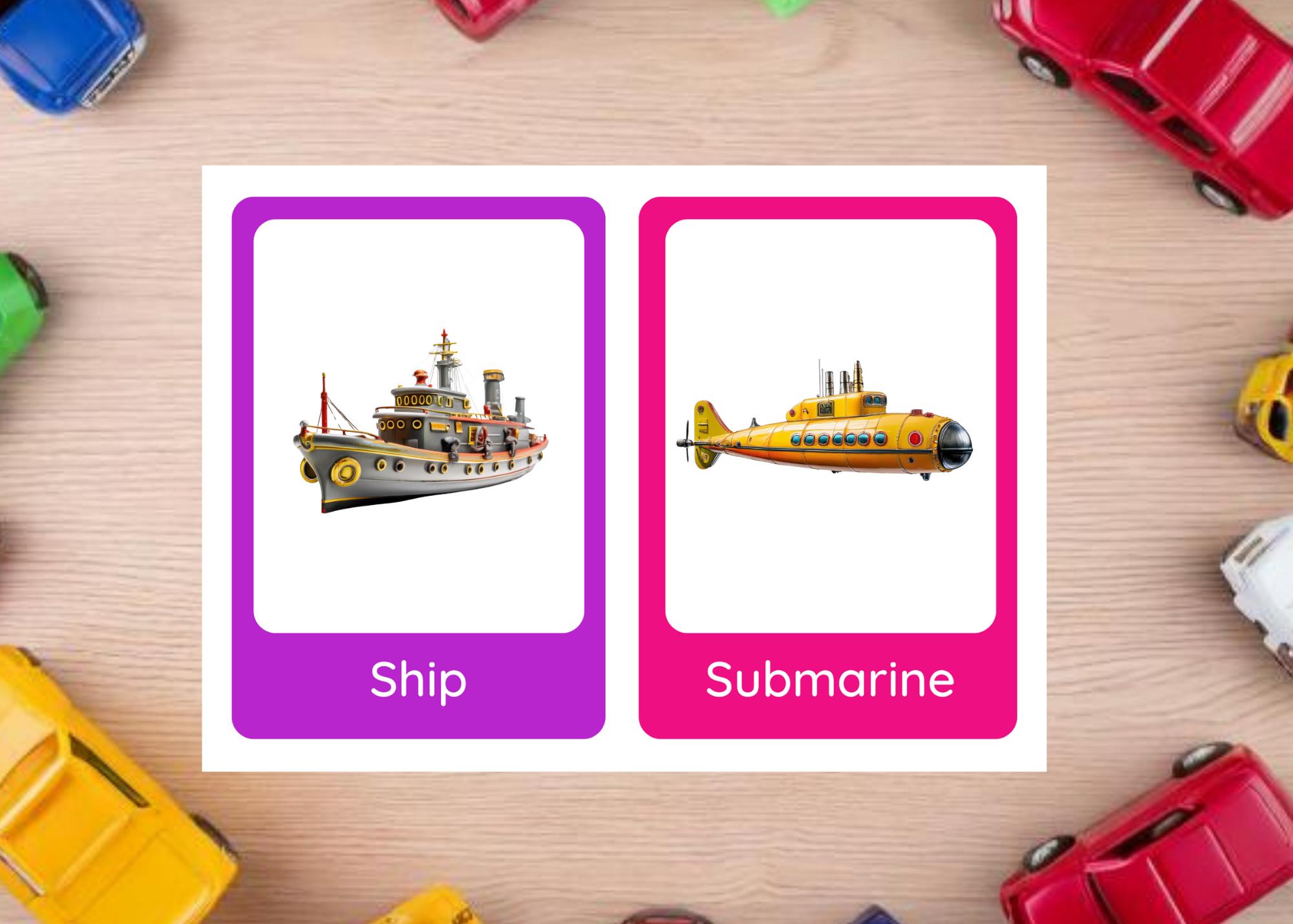 Printable Vehicle Flashcards for Kids Educational Learning Cards Cars ...