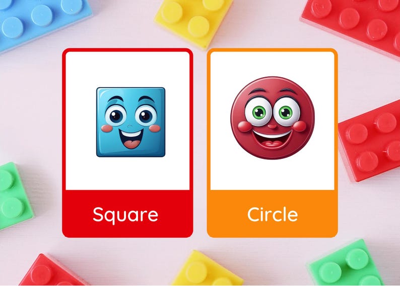 Shapes Flashcards for Kids Learn Geometric Shapes Preschool Educational ...