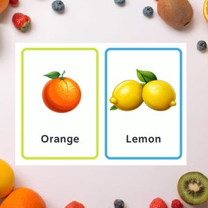 Fruit Flashcards for Kids Toddler Learning Cards Preschool Educational ...