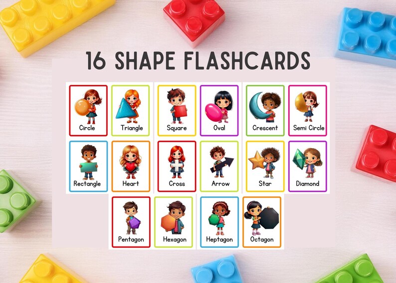 Aesthetic Shapes Flashcards for Kids – Learning Shapes With Geometric ...