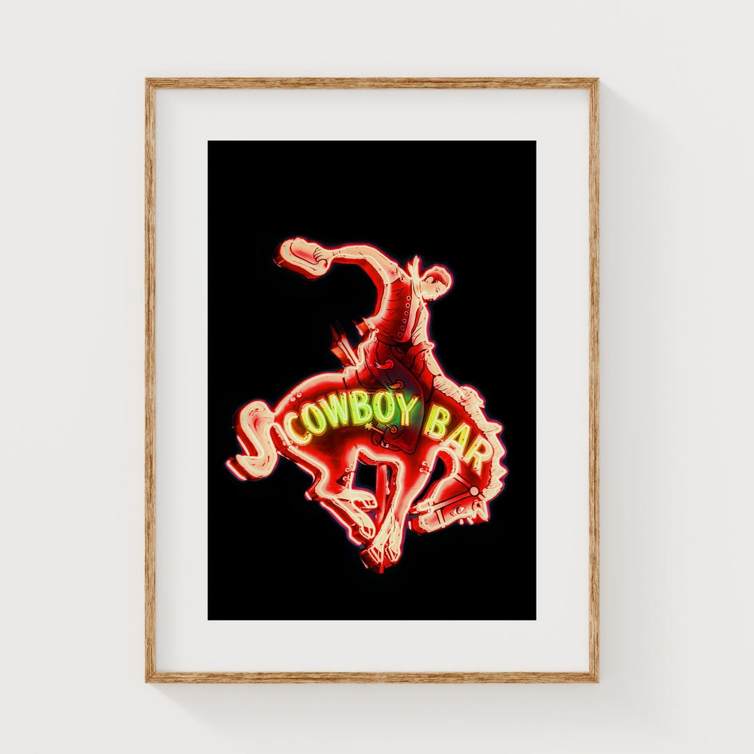Million Dollar Cowboy Bar Neon Sign Print: Wyoming Western Wall Art - Etsy