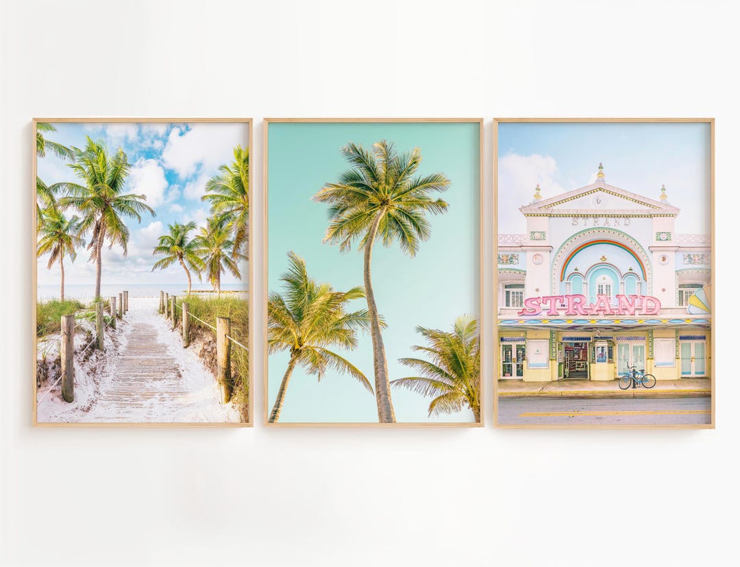Vertical Tryptich Set, Key West Poster Set of 3, Vertical Wall Art of ...