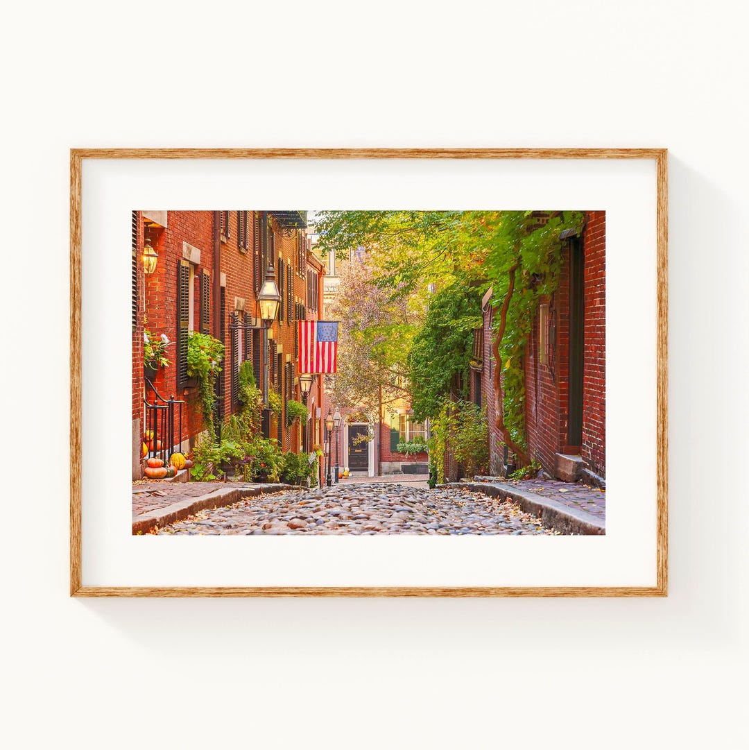 Boston Beacon Hill Autumn Print: Colonial New England Wall Art - Etsy
