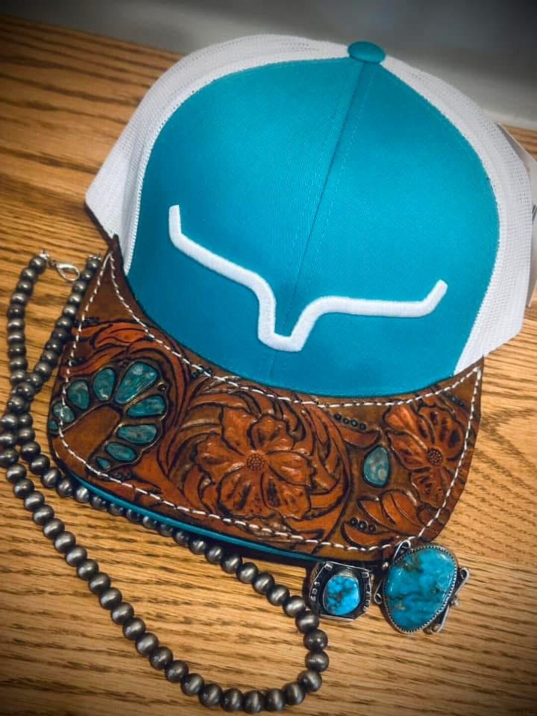 Hat With Tooled Leather Bill - Etsy