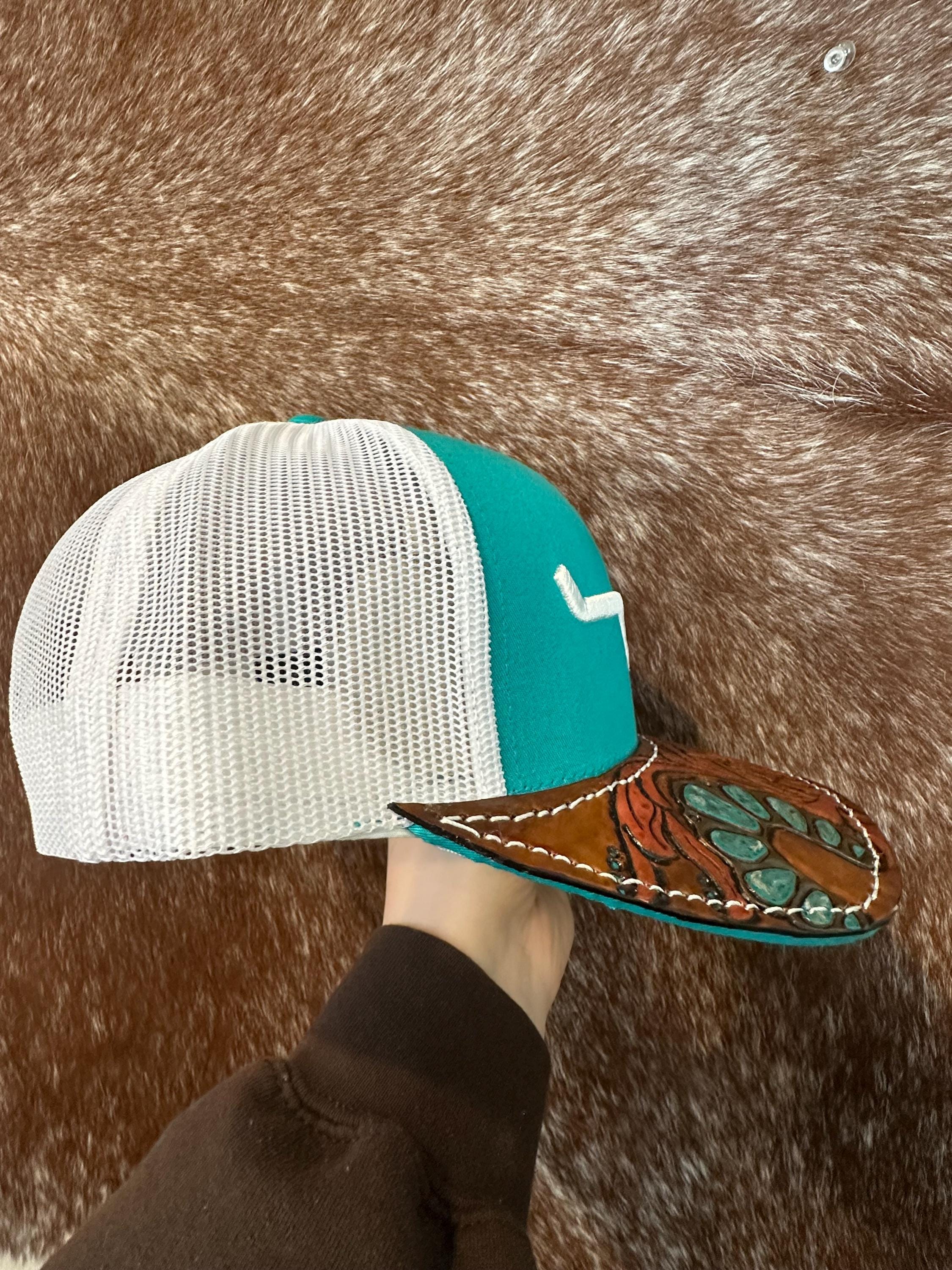 Hat With Tooled Leather Bill - Etsy