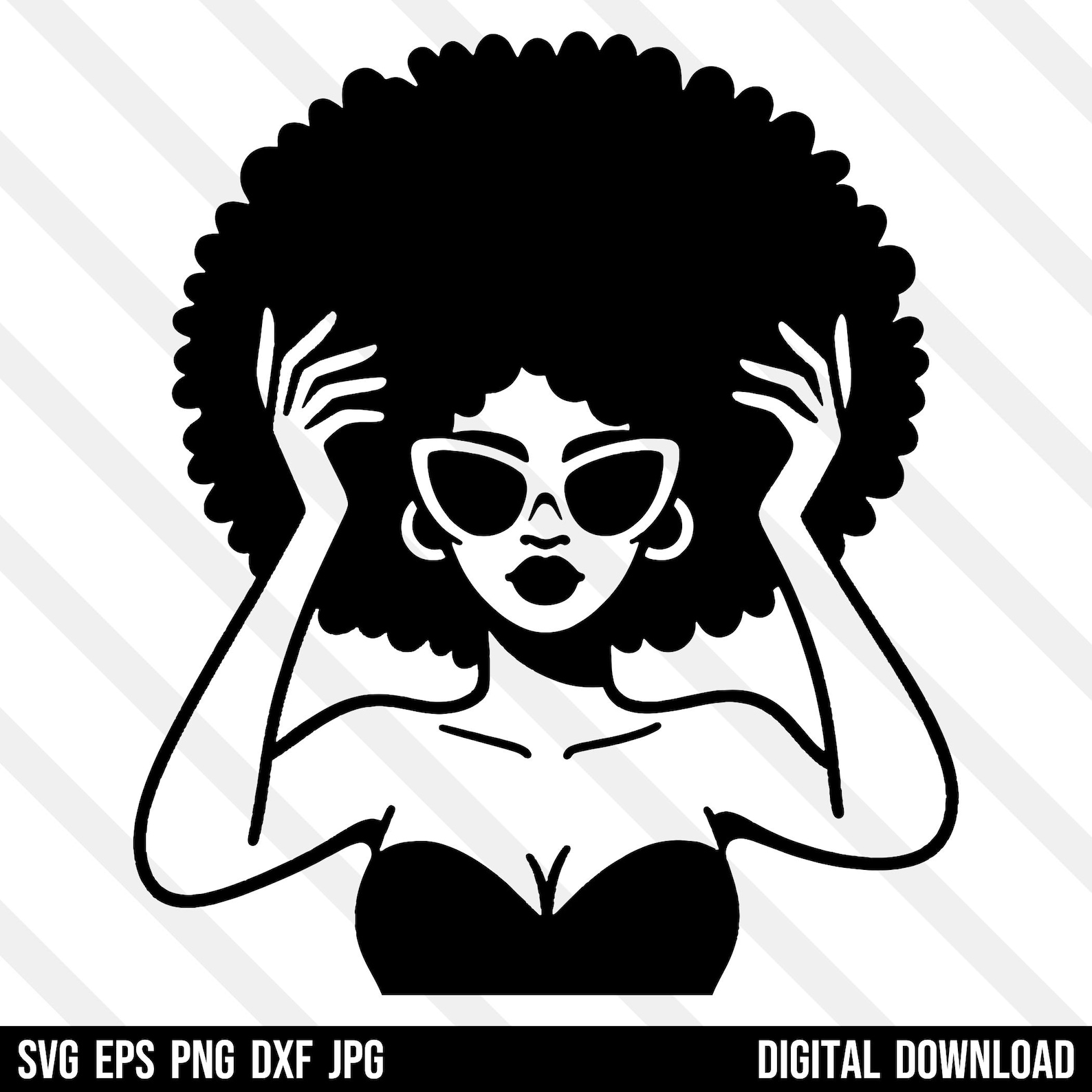 Black Woman SVG PIG EPS Dxf Jpg Melanated Afro Female, African American ...