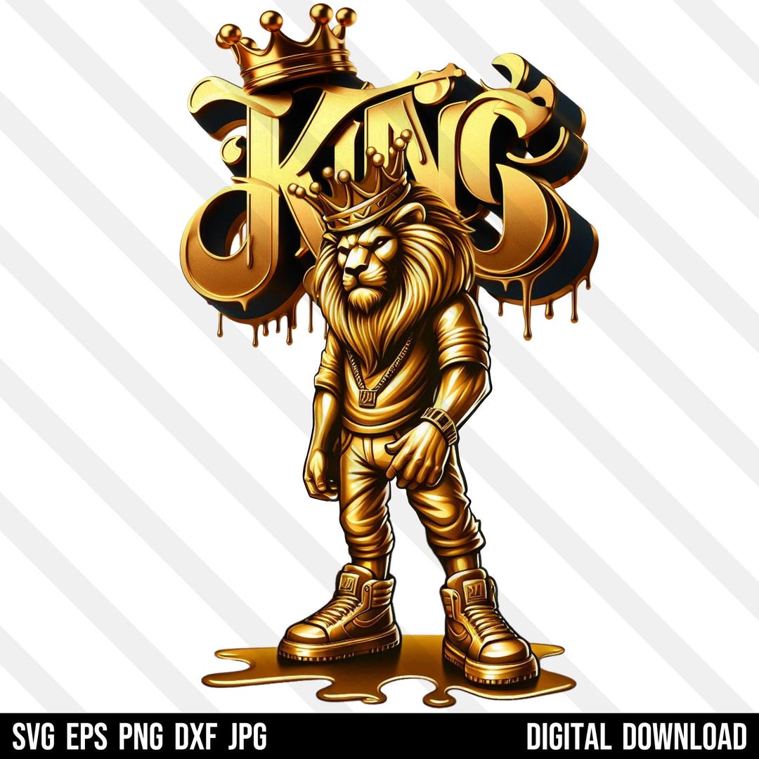 King Lion Drip PNG JPG Graffiti Rap Hip Hop They Not Like Us Gold ...