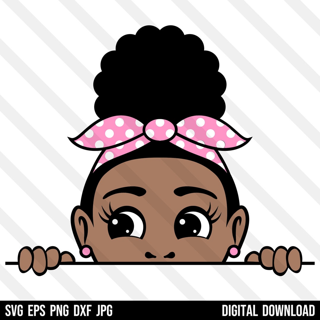 Afro Puff Peekaboo Bandana Girl SVG PNG EPS Dxf Jpg Melanin, African ...