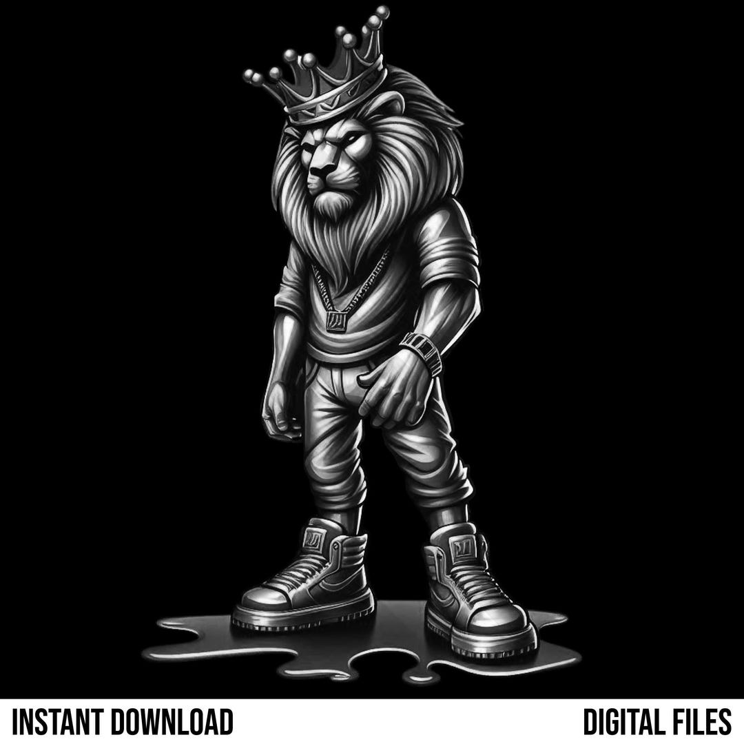 King Lion Drip PNG JPG Graffiti Animal T-shirt Rap Hip Hop Poster They ...