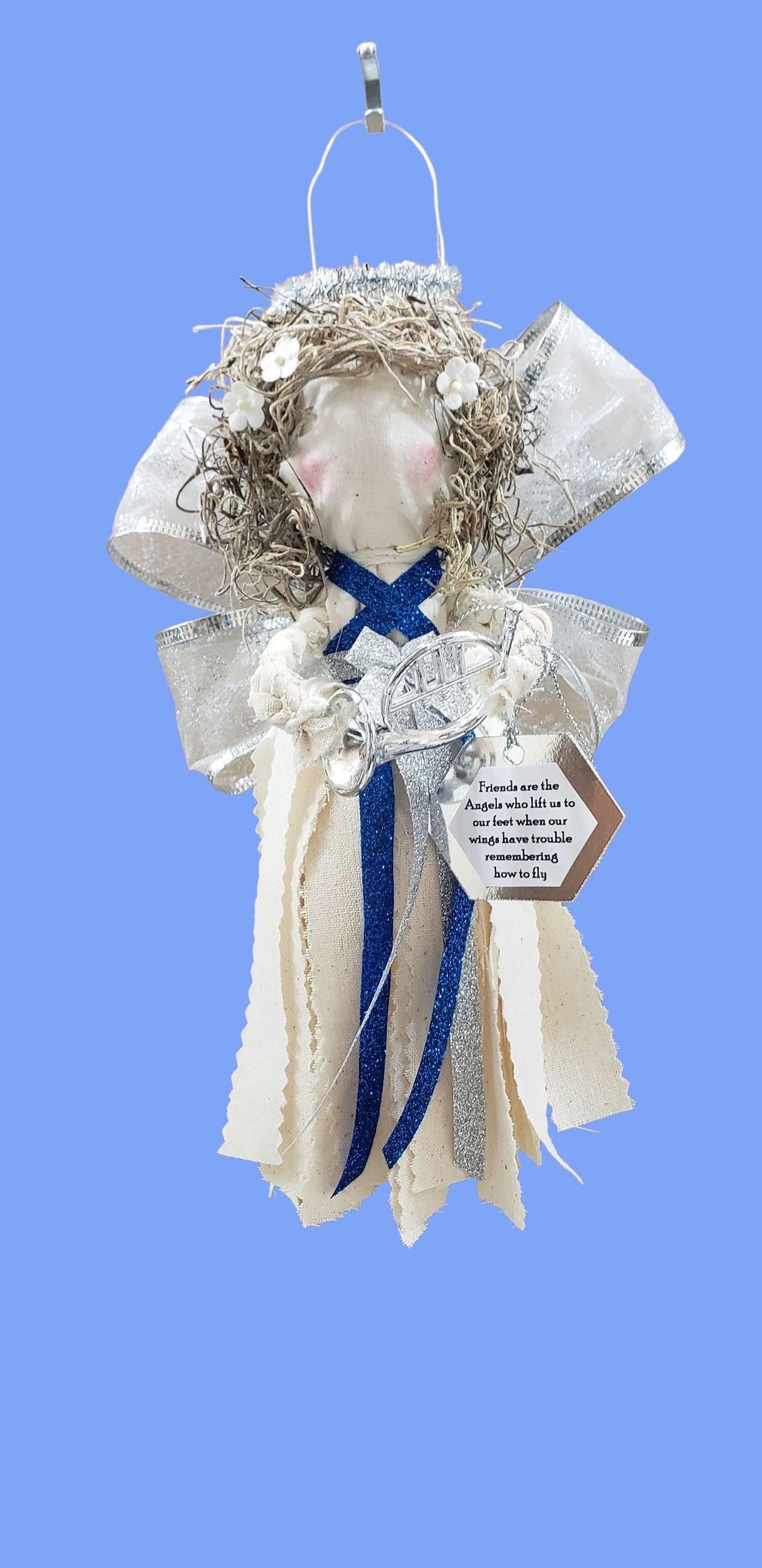 RAG ANGEL ORNAMENT With Choice From 11 Heartfelt Message Tags. Hand ...