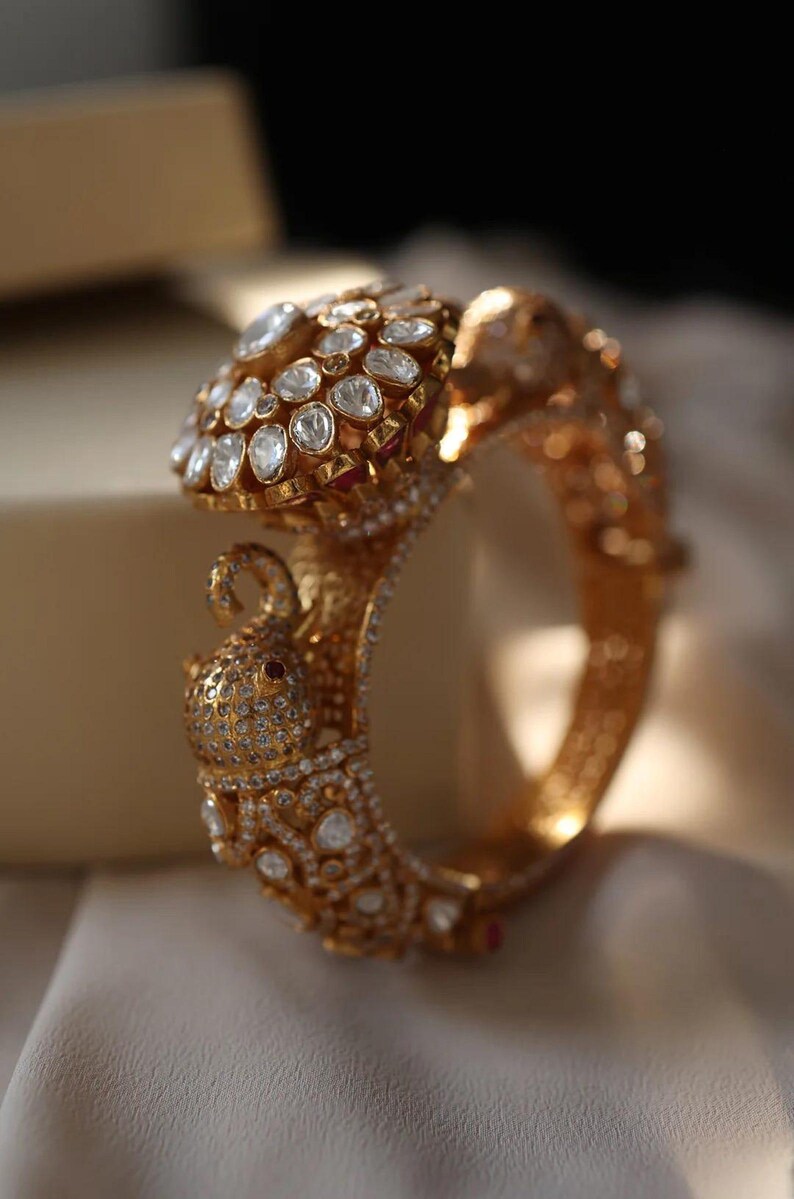 Sabyasachi Inspired Ruby Emerald Green Elephant Motifs Gajanand Bangles ...