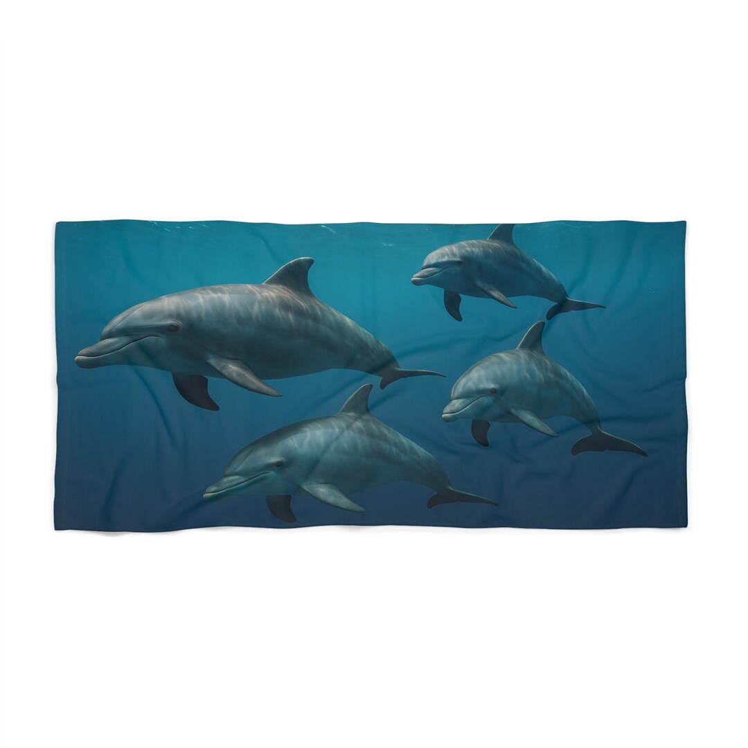 Dolphin Beach Towel - Ocean Animal Summer Towel, Sea Life Pool Towel ...